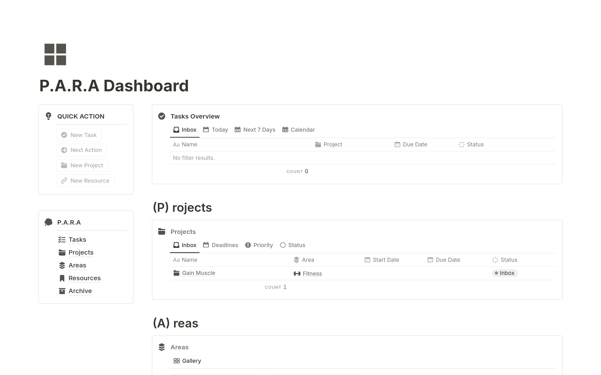 PARA Dashboard Basic | Tempfolio