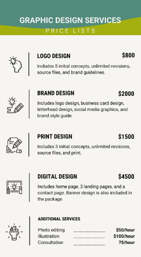Graphic Design Price List Template | Tempfolio